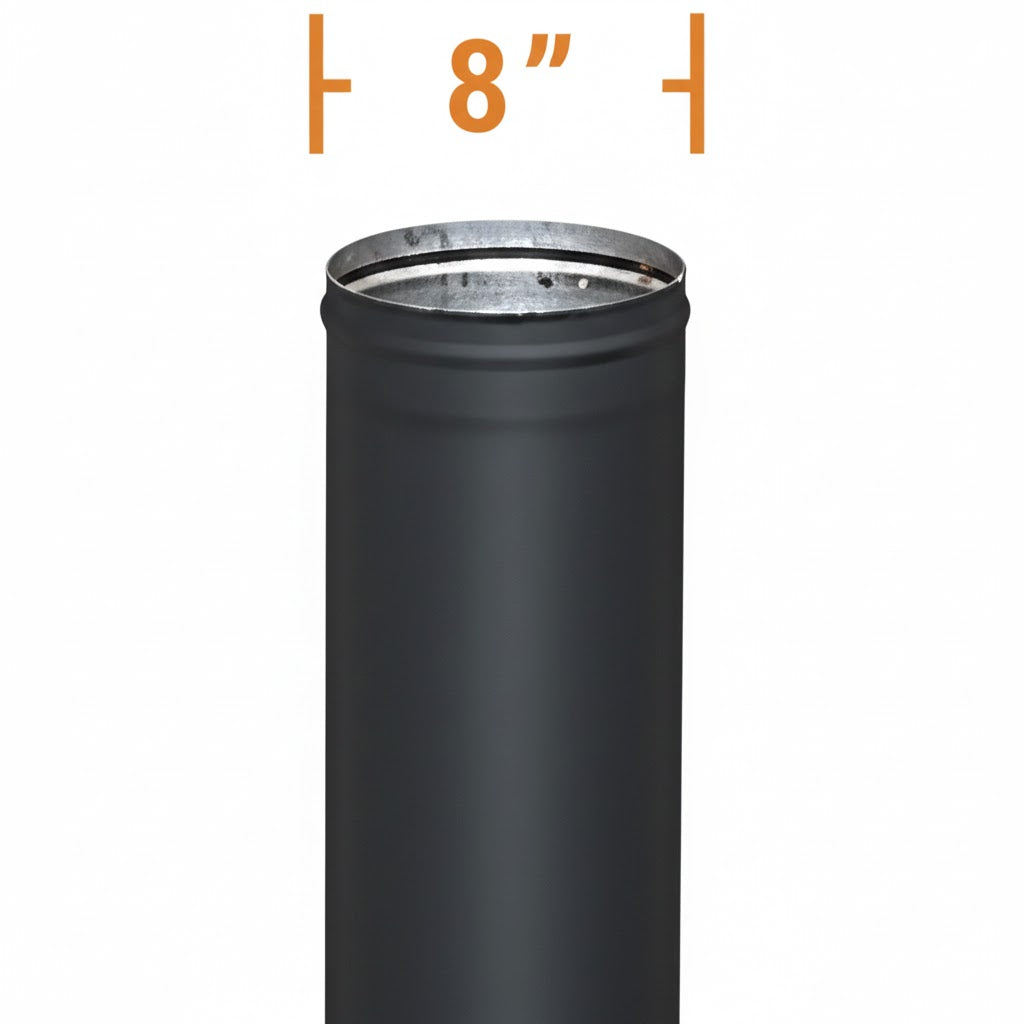 8" HeatFab Black Stove Pipe - Single Wall Pipe - Wood Stove Pipe - Heat ...