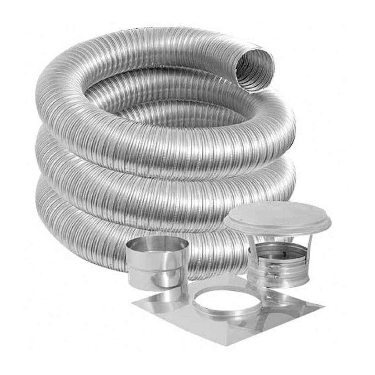 6'' DuraFlexSS 304 Basic Kit with 35' Flexible Stainless Steel Chimney ...