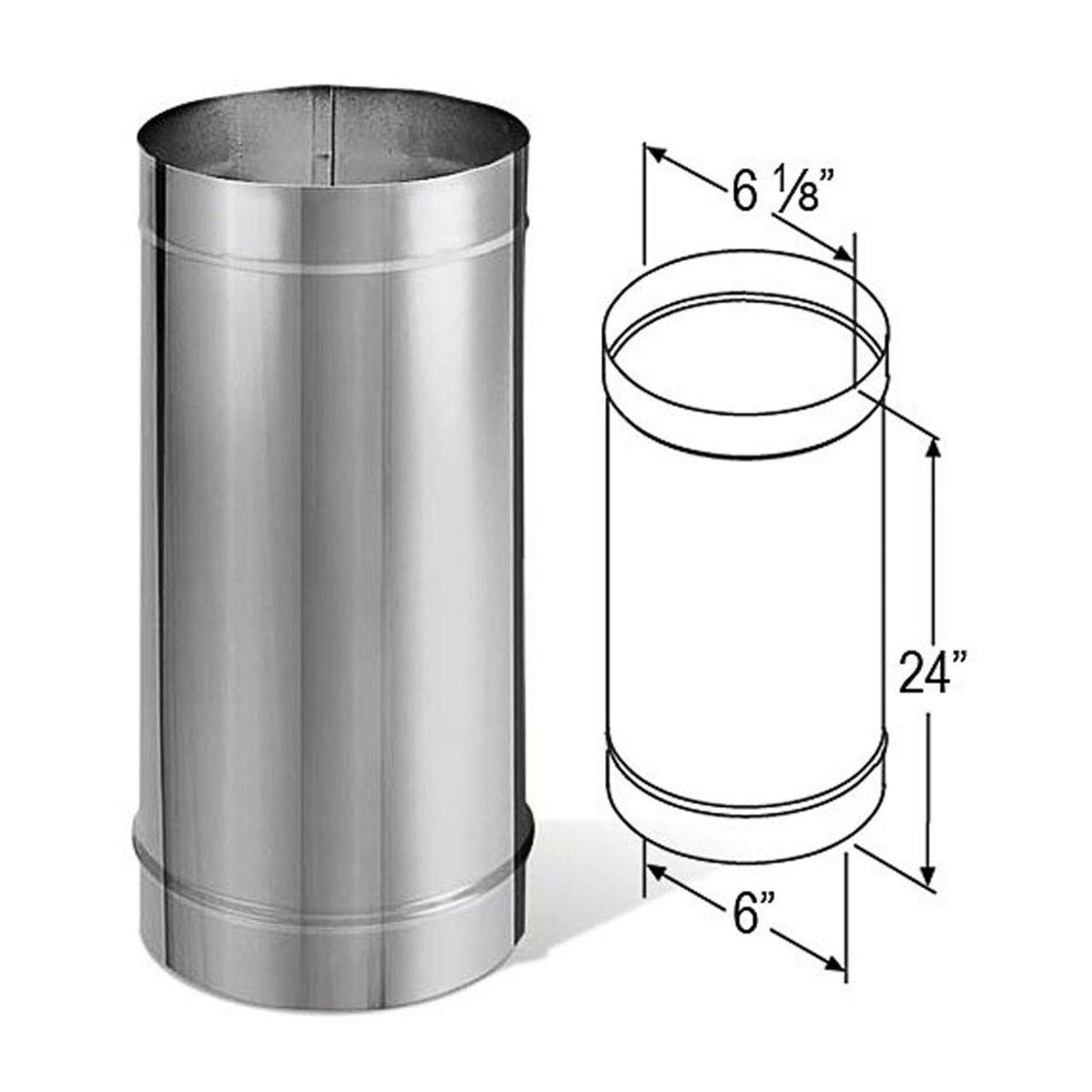 DuraBlack 6'' x 24'' Stainless Steel Single-Wall Pipe | Stove Pipe ...